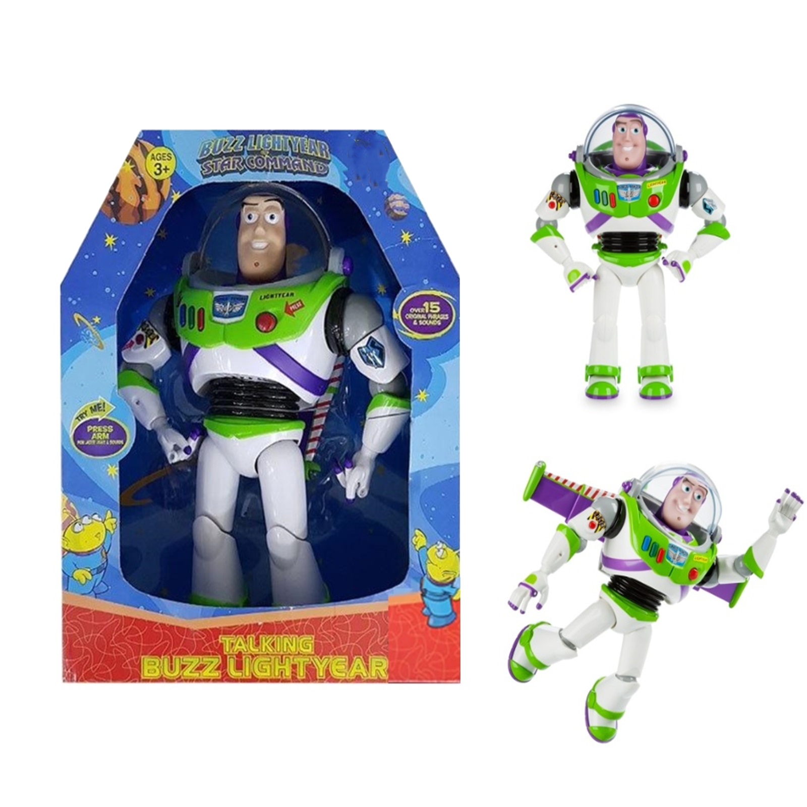FlareFable Buzz Lightyear 11.8" Interactive Talking Action Figure Toy, Features 10+ English ...