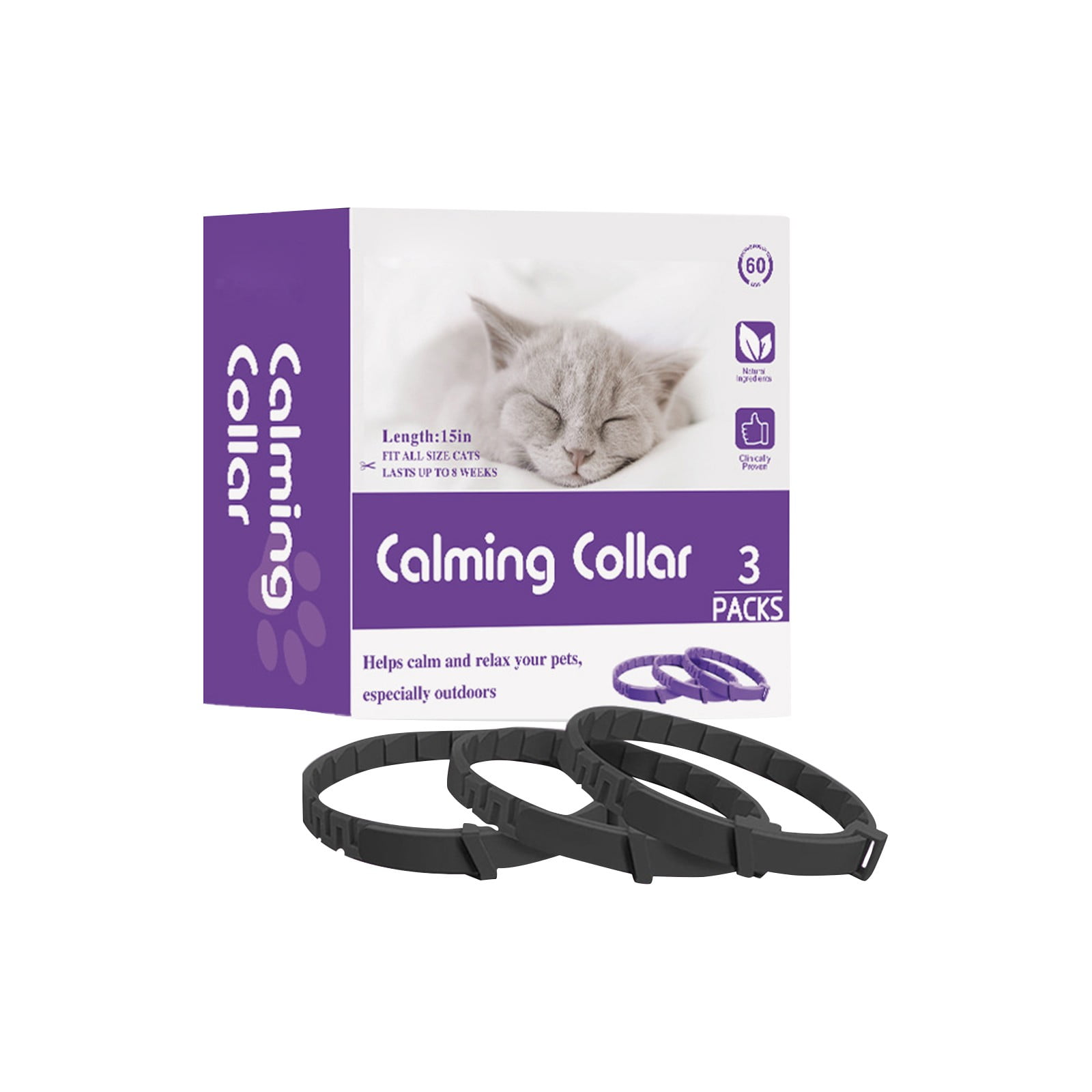 FlareFable Calming Collar for Cats, 3Pcs Cat Calming Collar with Long ...