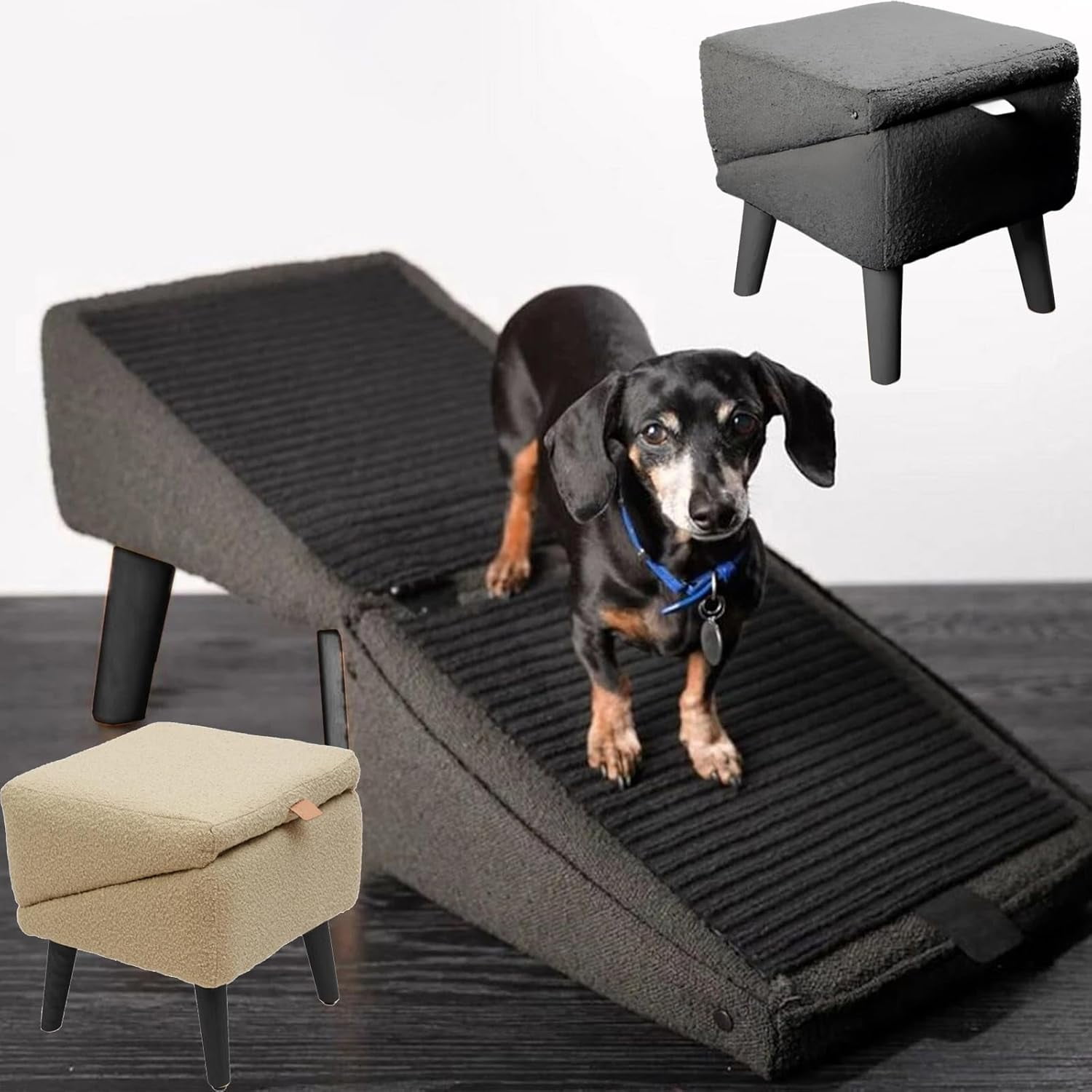 FlareFable Dog Ramp for Bed Couch, Split Ottoman Dog Ramp, Pet Steps to ...
