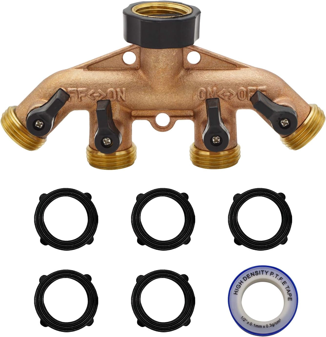 FlareFable Garden Hose Splitter, 3/4" Garden Hose Spigot Adapter with 4 ...