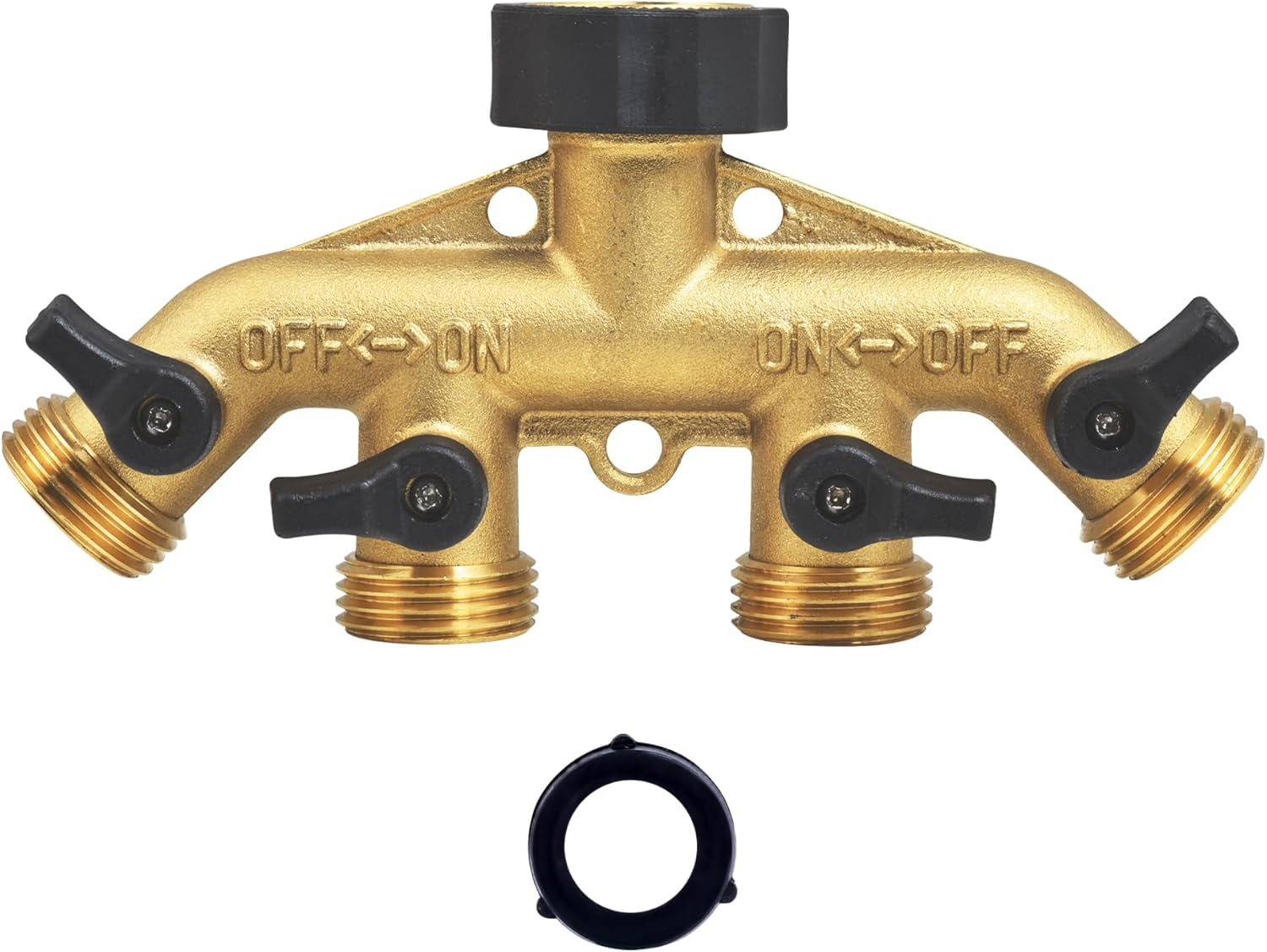FlareFable Garden Hose Splitter 4 Way, 3/4 Heavy Duty Solid Brass ...
