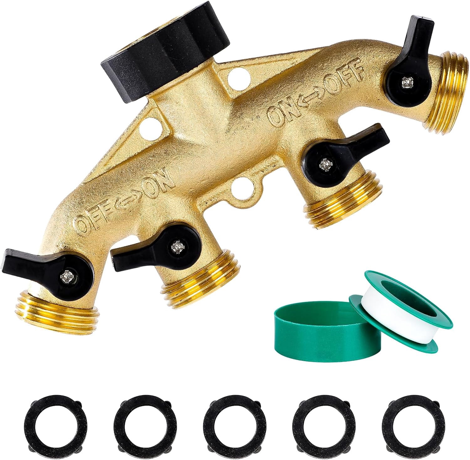 FlareFable Garden Hose Splitter 4 Way, Water Hose Splitter, 3/4" Heavy ...
