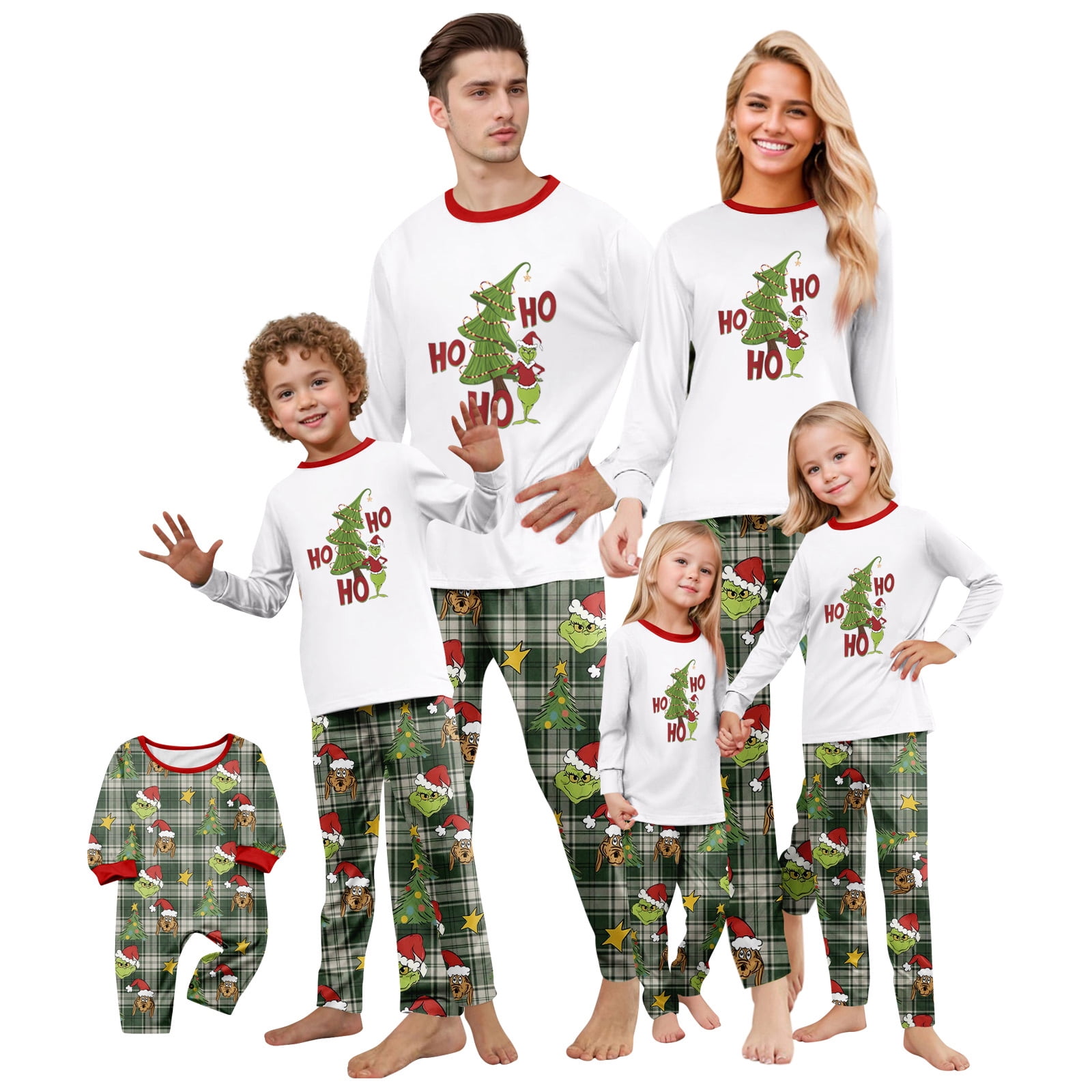 FlareFable Green Elf Cartoon Christmas Pajamas Matching Sets for Family ...