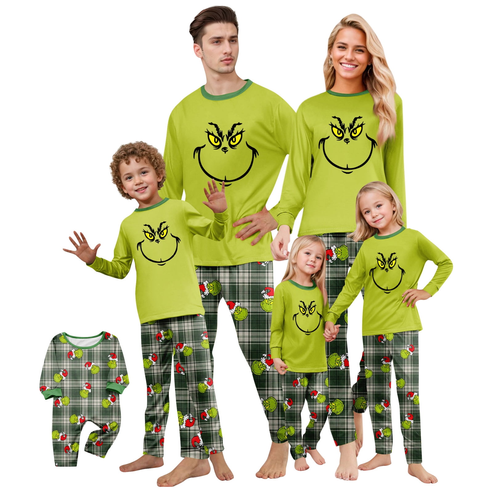 FlareFable Green Elf Cartoon Christmas Pajamas Matching Sets for Family ...