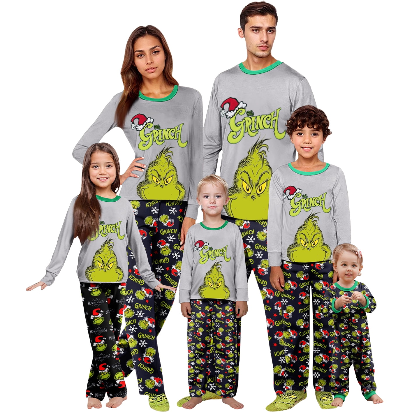 FlareFable Green Elf Cartoon Holiday Matching Family Christmas Pajamas ...