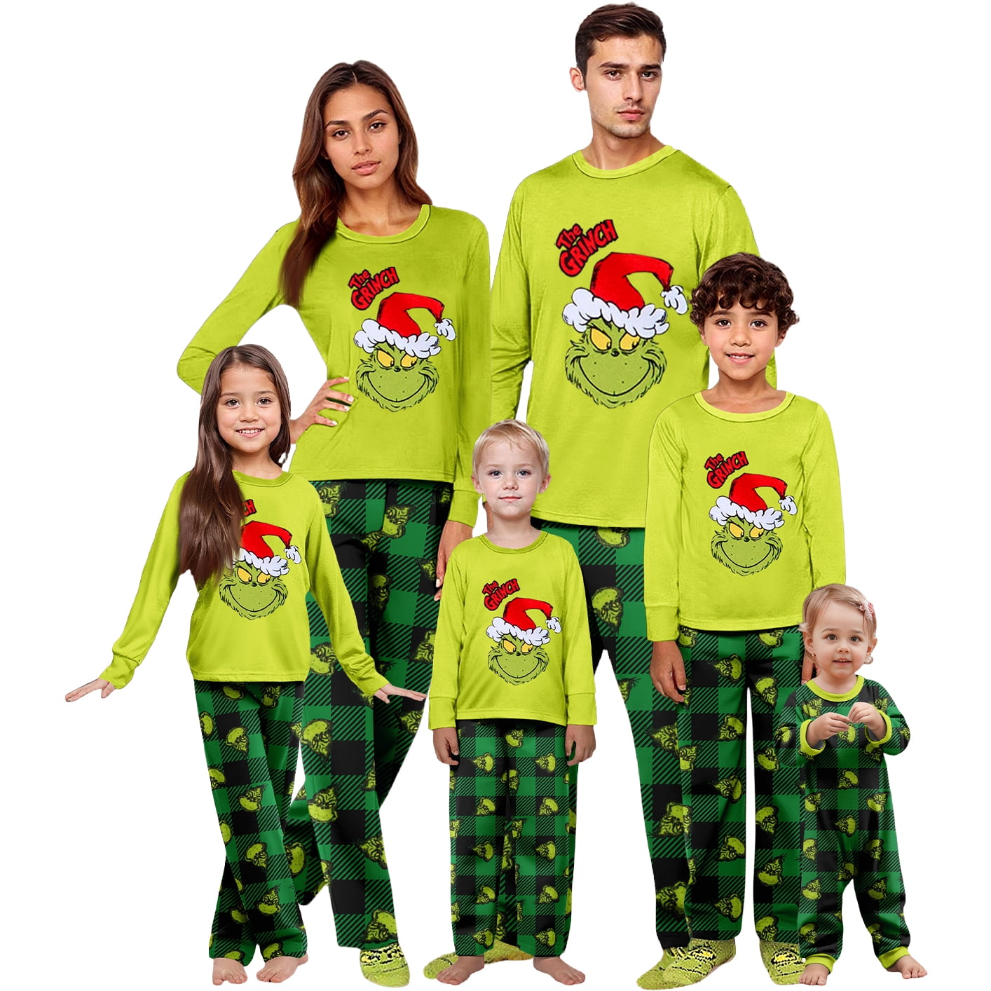 FlareFable Green Elf Cartoon Holiday Matching Family Christmas Pajamas ...