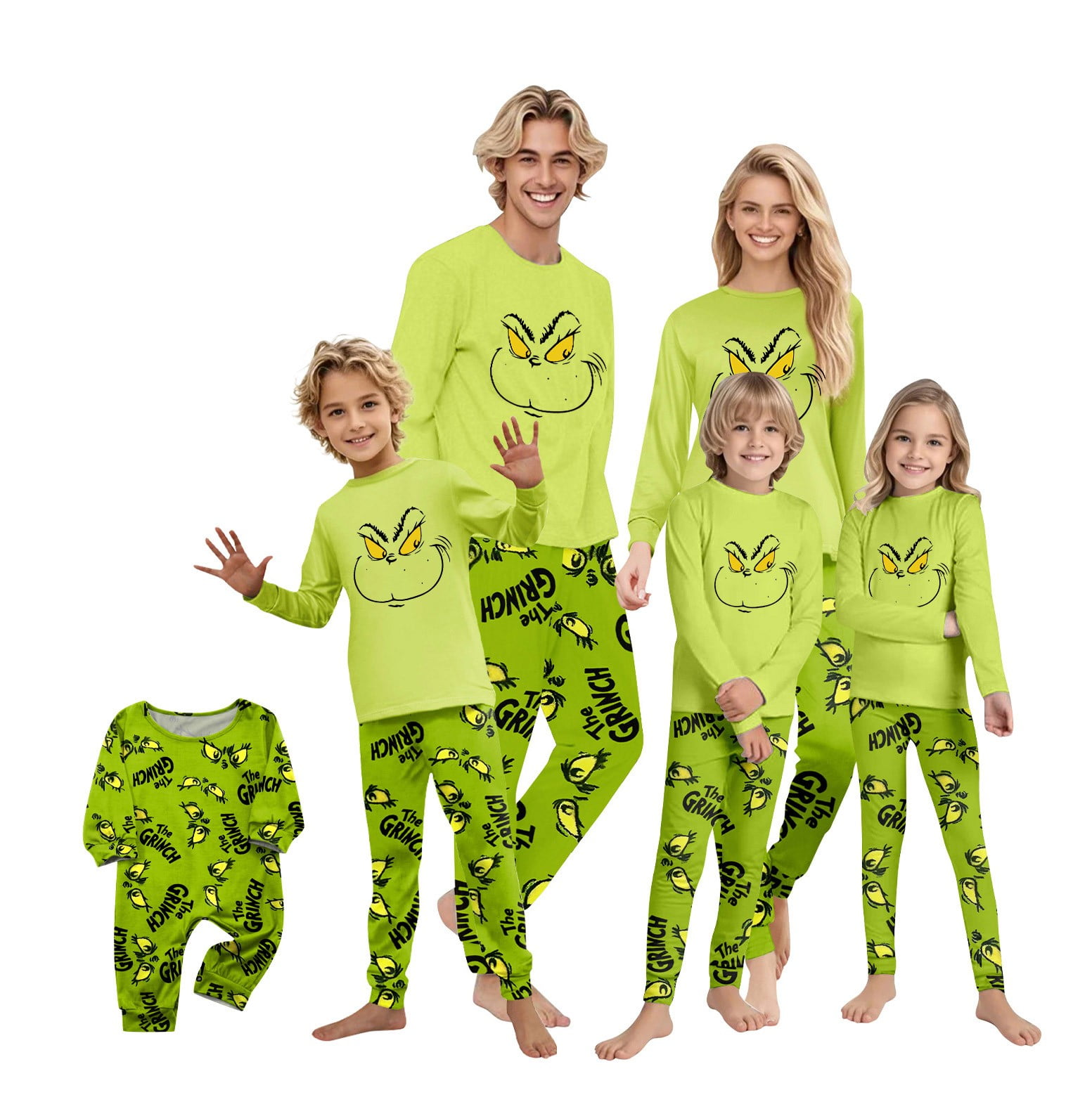 FlareFable Green Elf Cartoon Matching Christmas Pajamas for Family ...