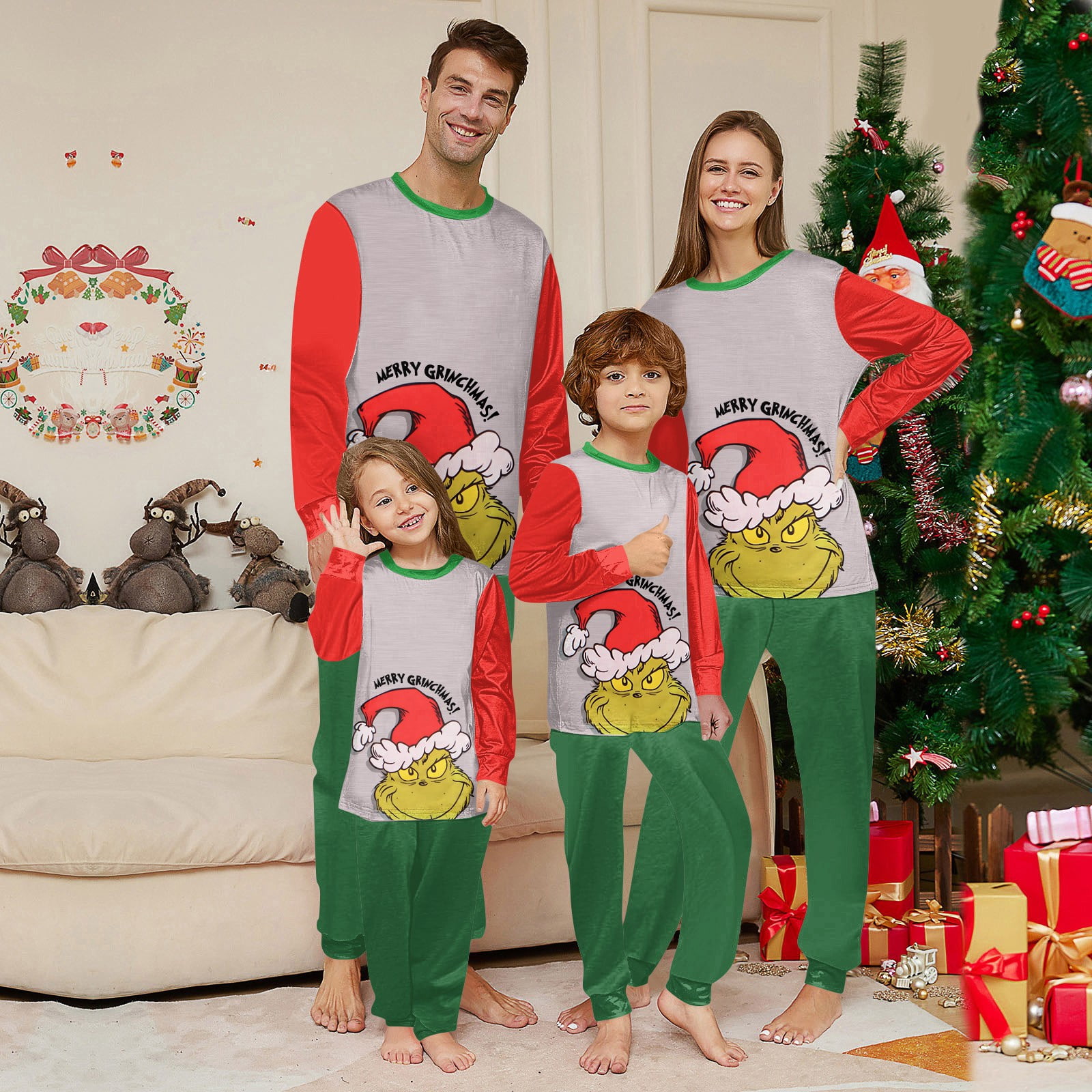 FlareFable Green Elf Holiday Family Christmas Pajamas Matching Sets ...
