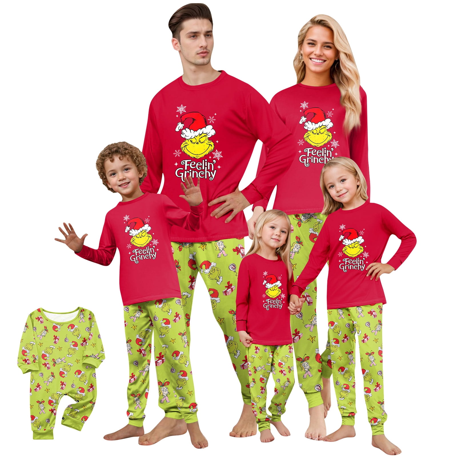 FlareFable Green Elf Holiday Family Christmas Pajamas Matching Sets ...
