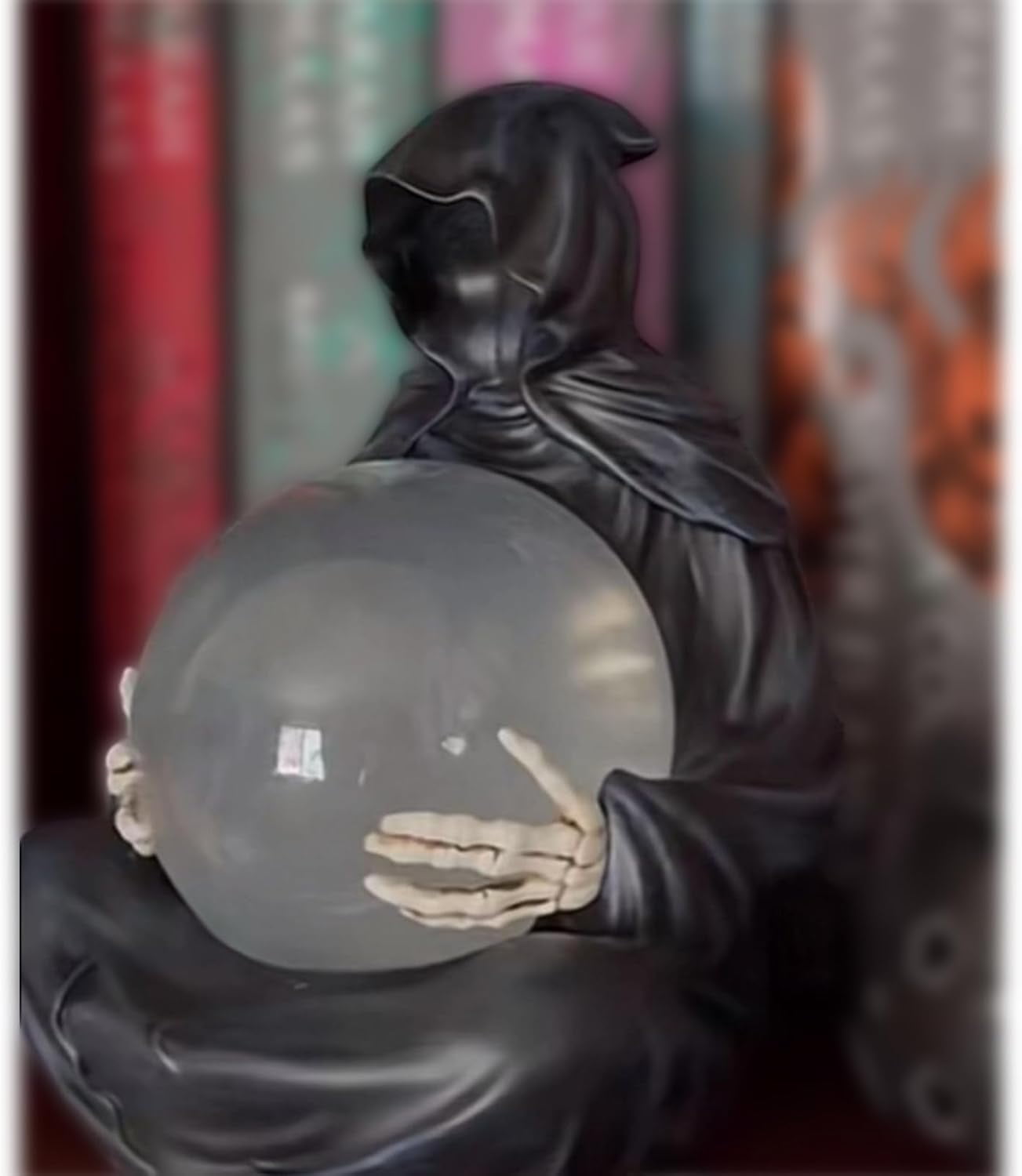 FlareFable Grim Reaper Statue with Flying Bats Crystal Ball, Halloween ...