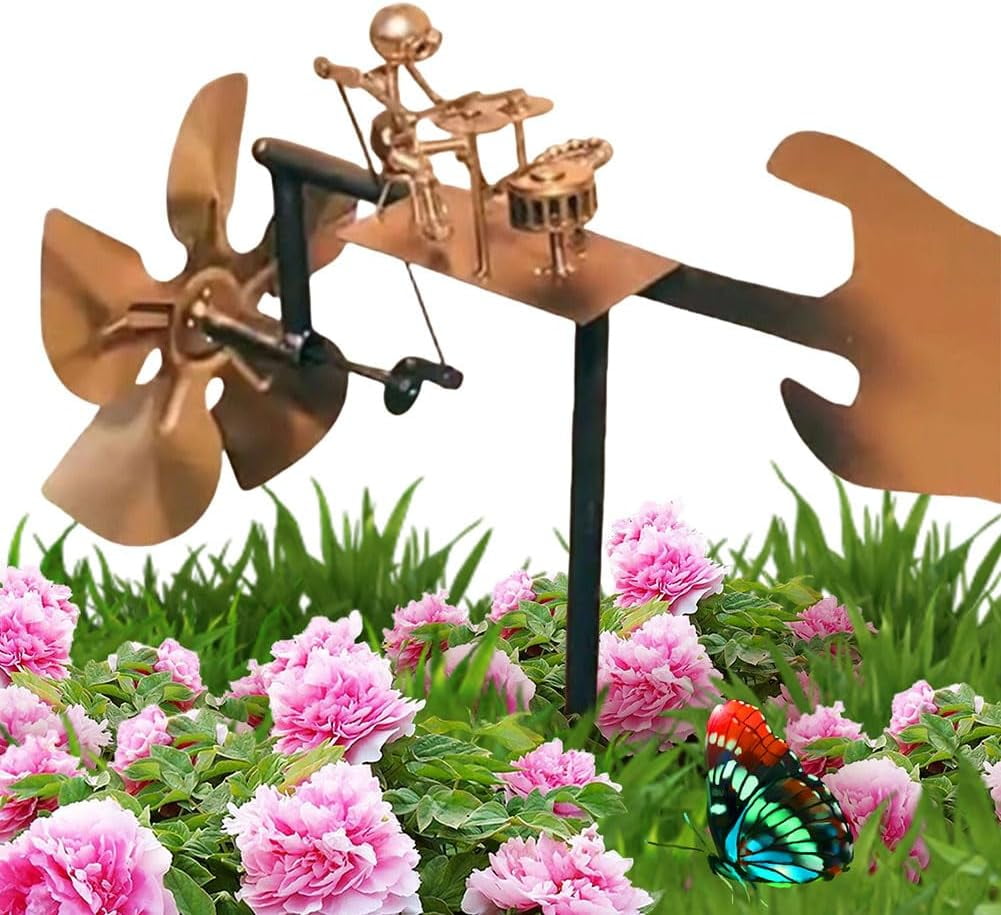 FlareFable Handmade Metal Drummer Windmill, Cool Metal Steampunk ...