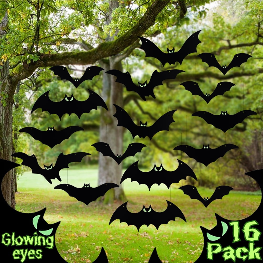 FlareFable Hanging Bats Halloween Decorations Outdoor - 12 Pack Large ...