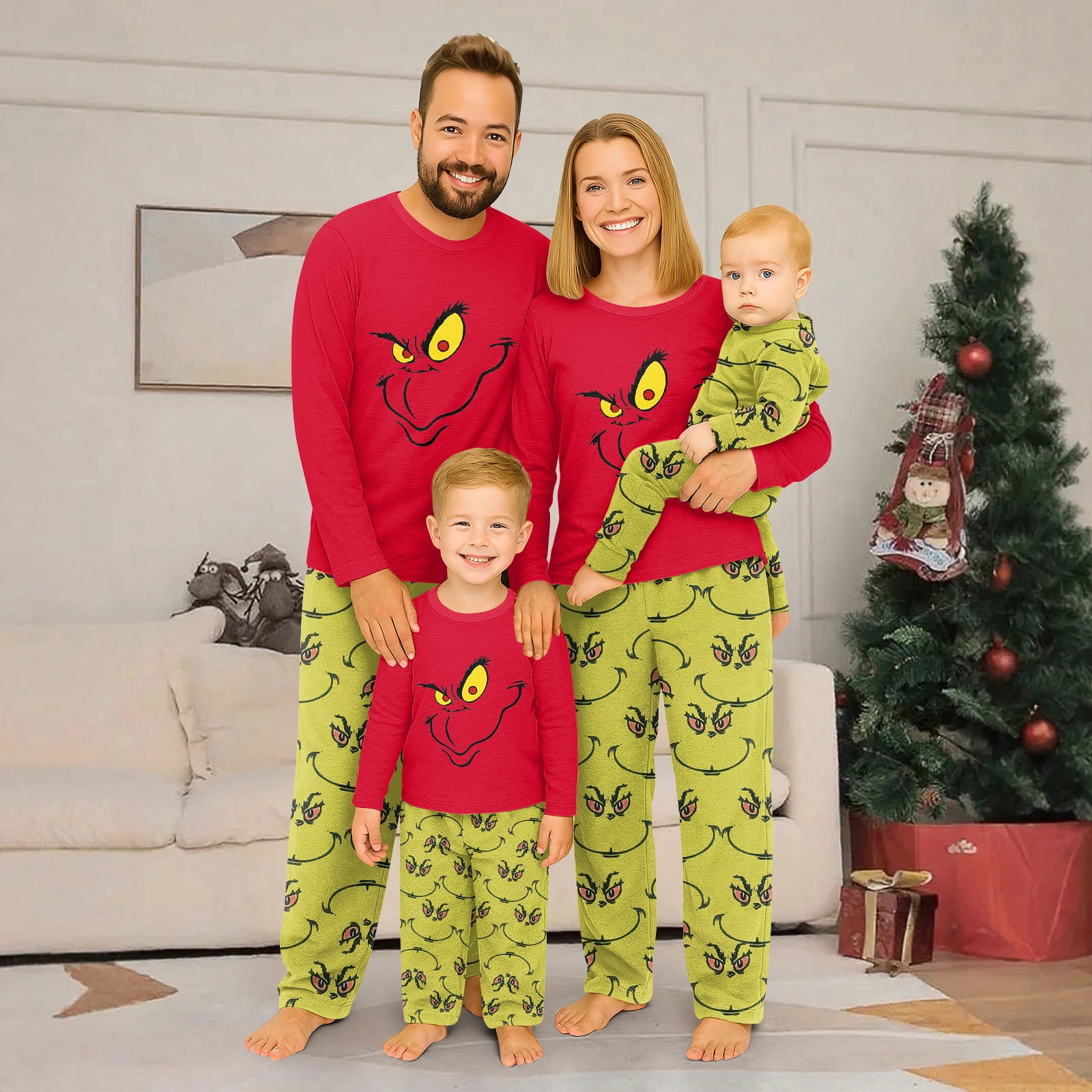 FlareFable Holiday Grinchy Theme Matching Family Christmas Pajamas ...