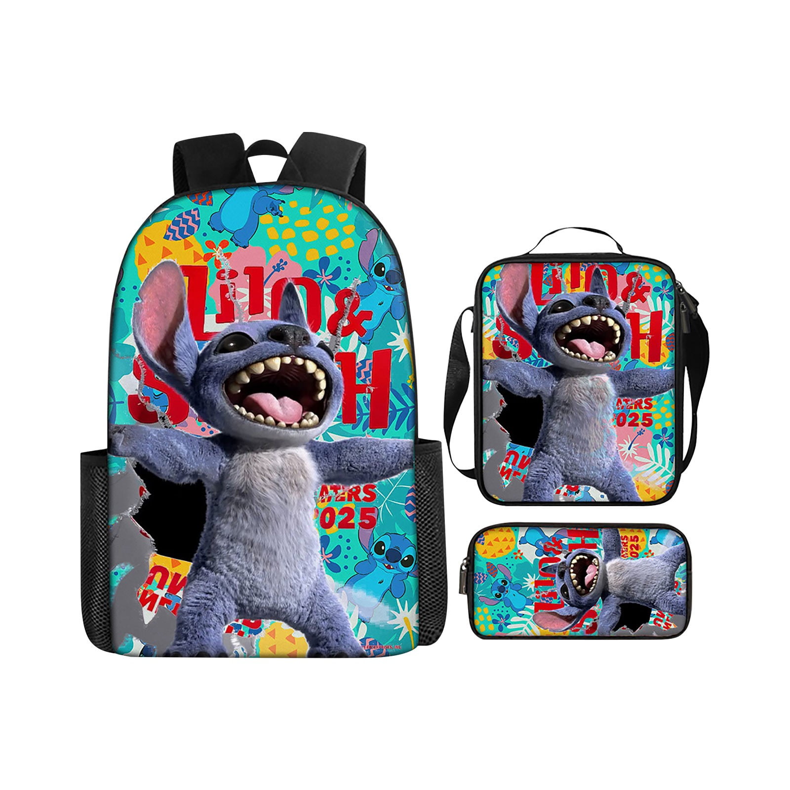 FlareFable Lilo & Stitch Backpack Set, With Lunch Bag & Pencil Case ...