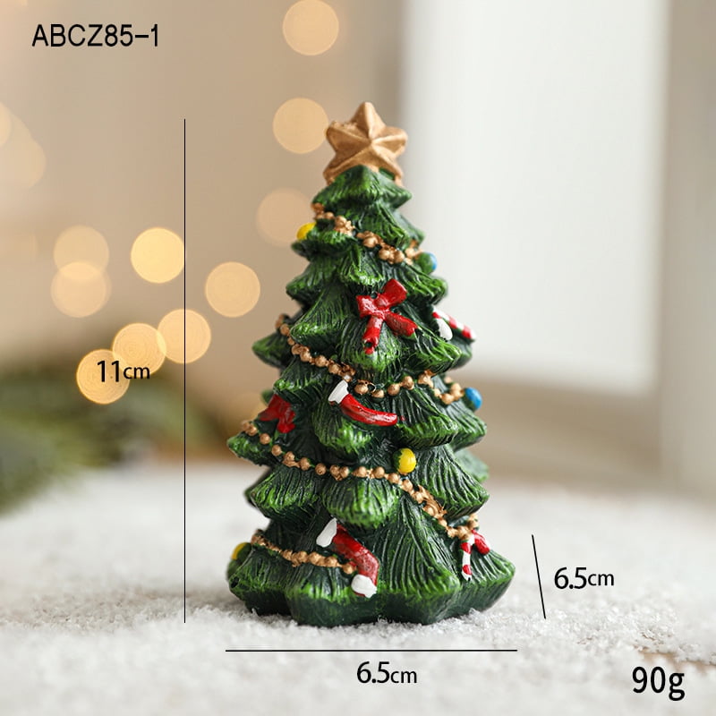 FlareFable Mini Christmas Tree Figurine Model, Fun Room Desk Christmas ...