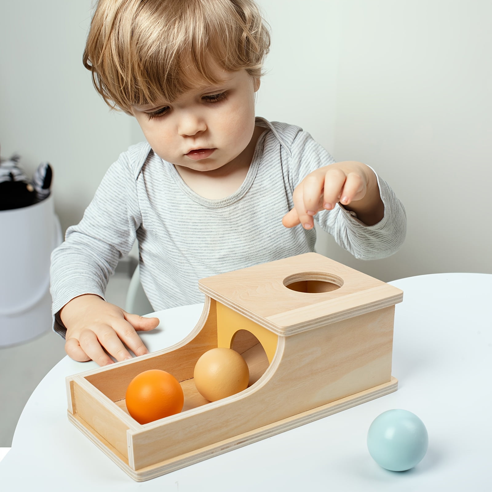 FlareFable Montessori Object Permanence Box, Interactive Ball Drop Toy ...