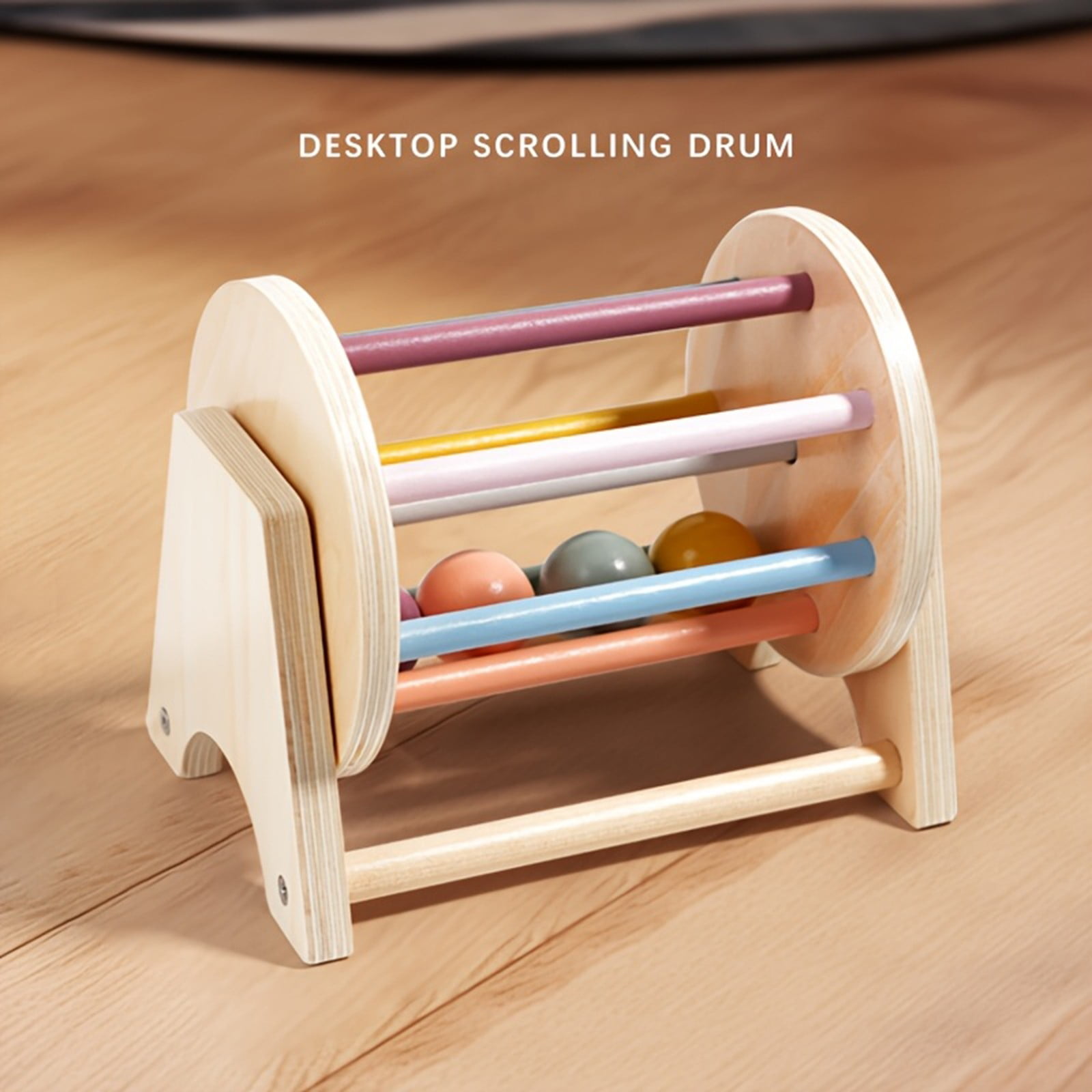 FlareFable Montessori Wooden Rolling Drum Toys, Rolling Drum Color ...