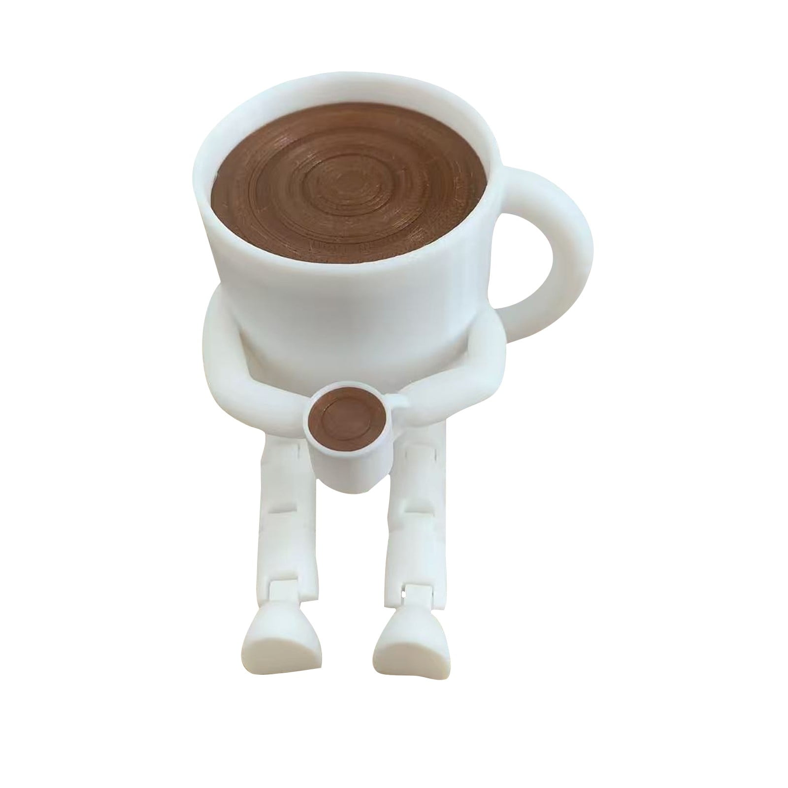 FlareFable Novelty White Handheld Coffee Cup Figure 3.66" Action ...