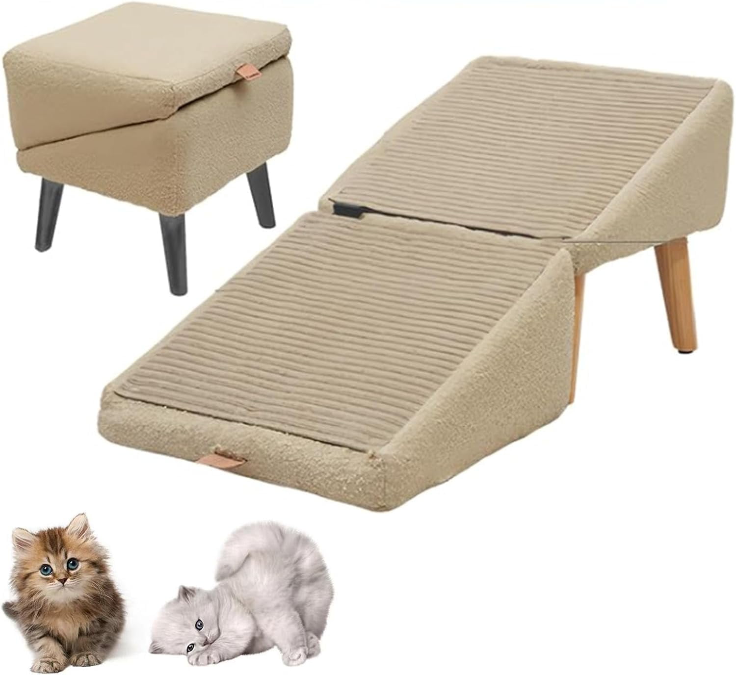 FlareFable Ottoman Dog Ramp, 2-in-1 Lightweight Split Folding Dog ...