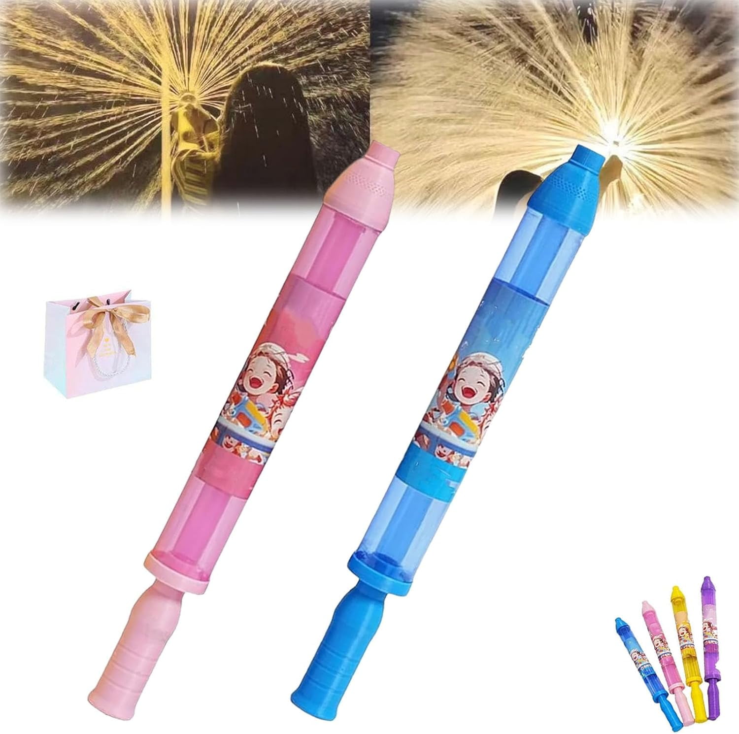 FlareFable Pusher Type Fun Fireworks Water Jet Spray Toy, Romantic ...