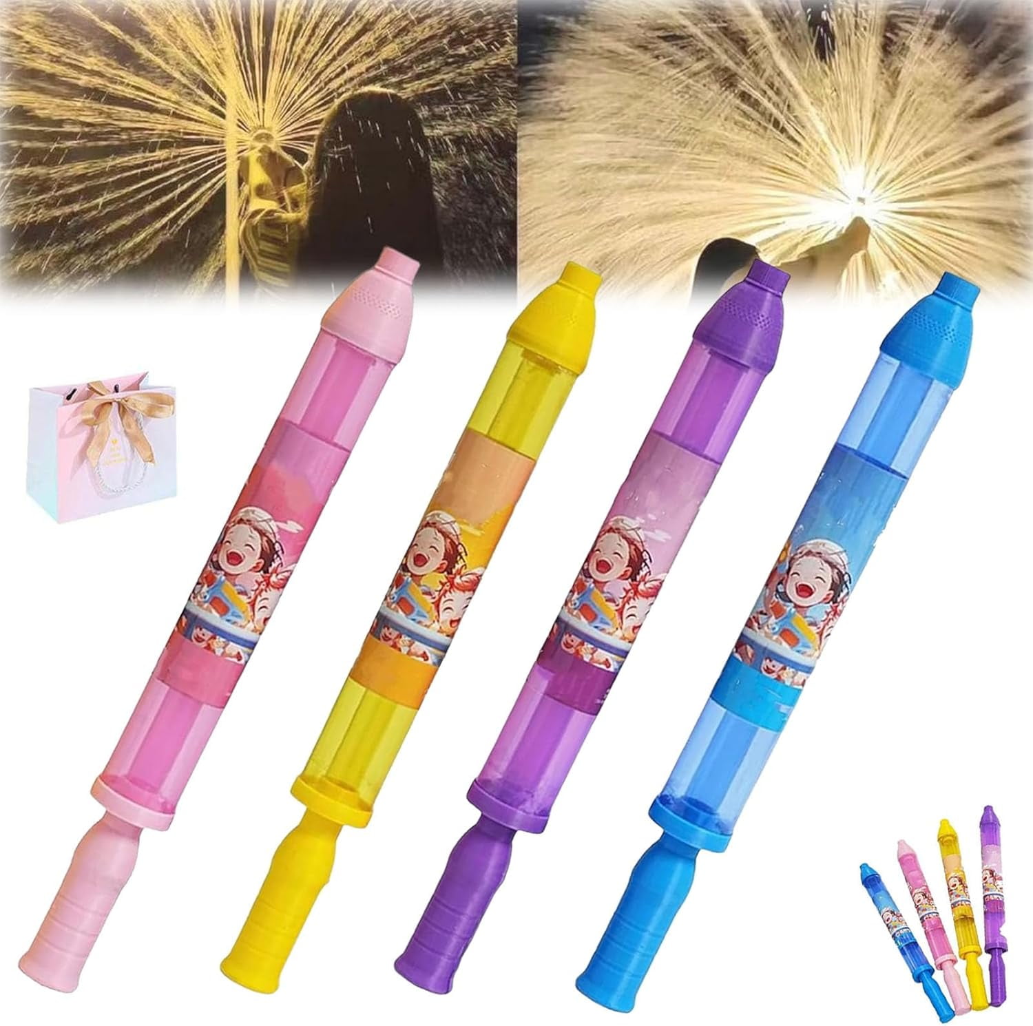 FlareFable Pusher Type Fun Fireworks Water Jet Spray Toy, Romantic ...