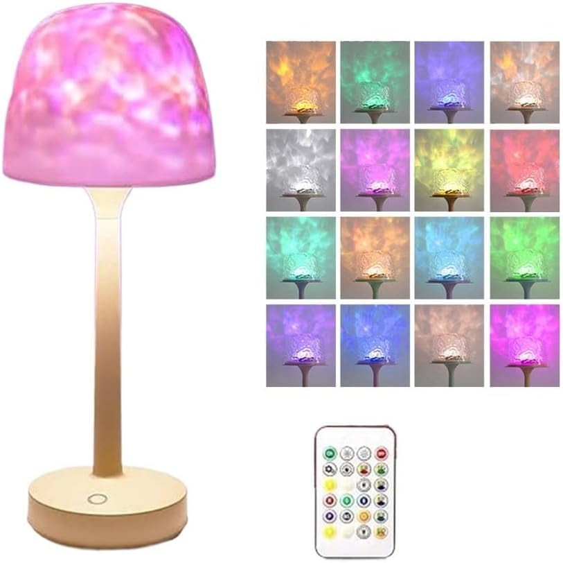 FlareFable RGB Ocean Wave Projector Table Lamp, Ocean Wave Cordless ...