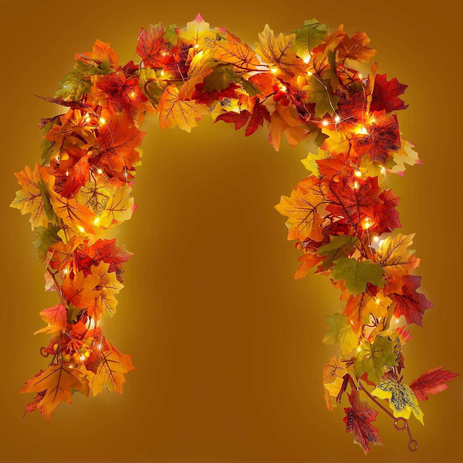 FlareFable Realistic Maple Leaf Garland, 5.6FTArtificial Autumn Leaves ...