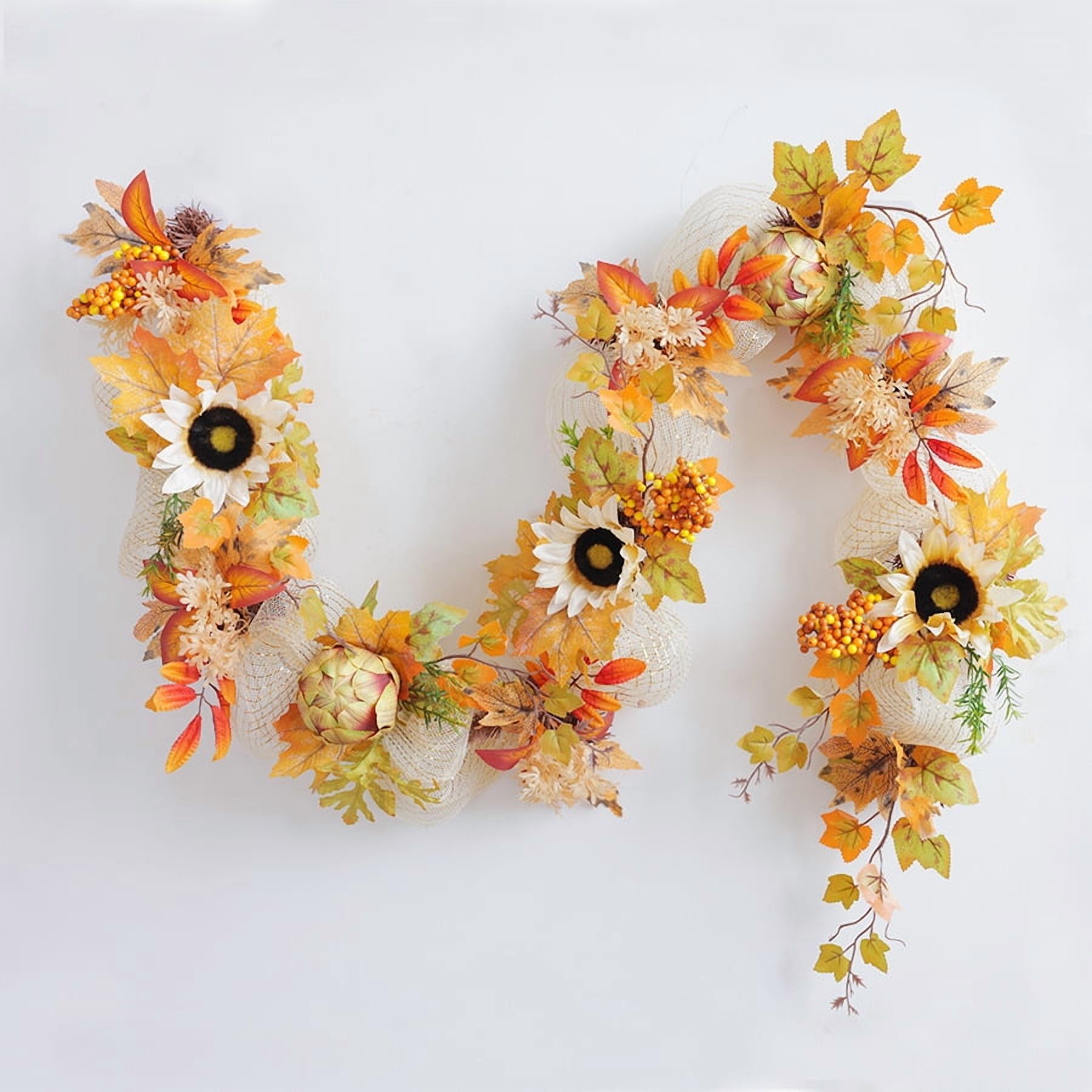 FlareFable Realistic Maple Leaf Garland, 5.9FT Artificial Fall Leaves ...