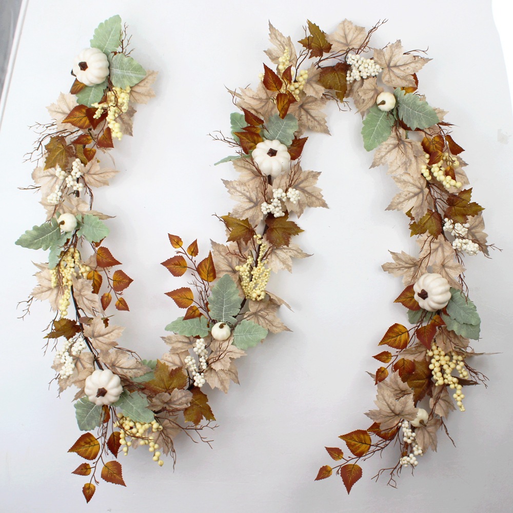 FlareFable Realistic White Maple Leaf Garland, Artificial Fall Leaves ...