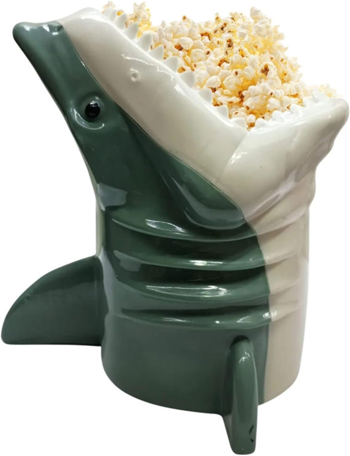 FlareFable Shark Popcorn Bucket, Creative White Shark Design Popcorn ...
