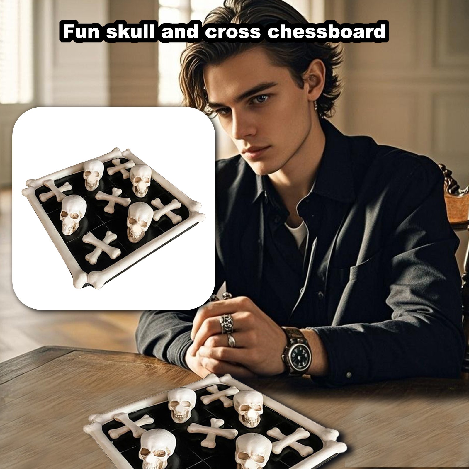 FlareFable Skull & Crossbones Tic Tac Toe Game, Crossbones Board，A ...