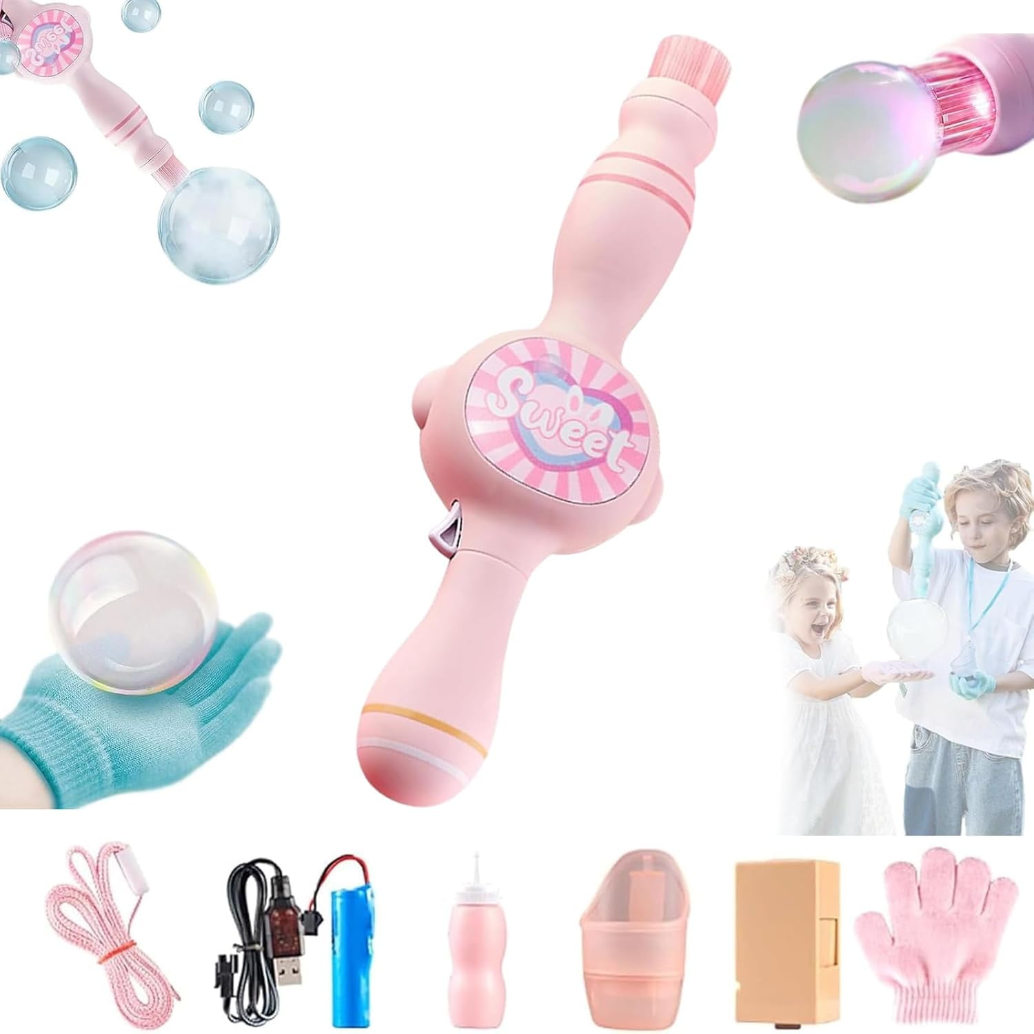 FlareFable Smoke Bubble Machine & Elastic Magic Wand, Lightweight Design Fog Bubble Machine with ...