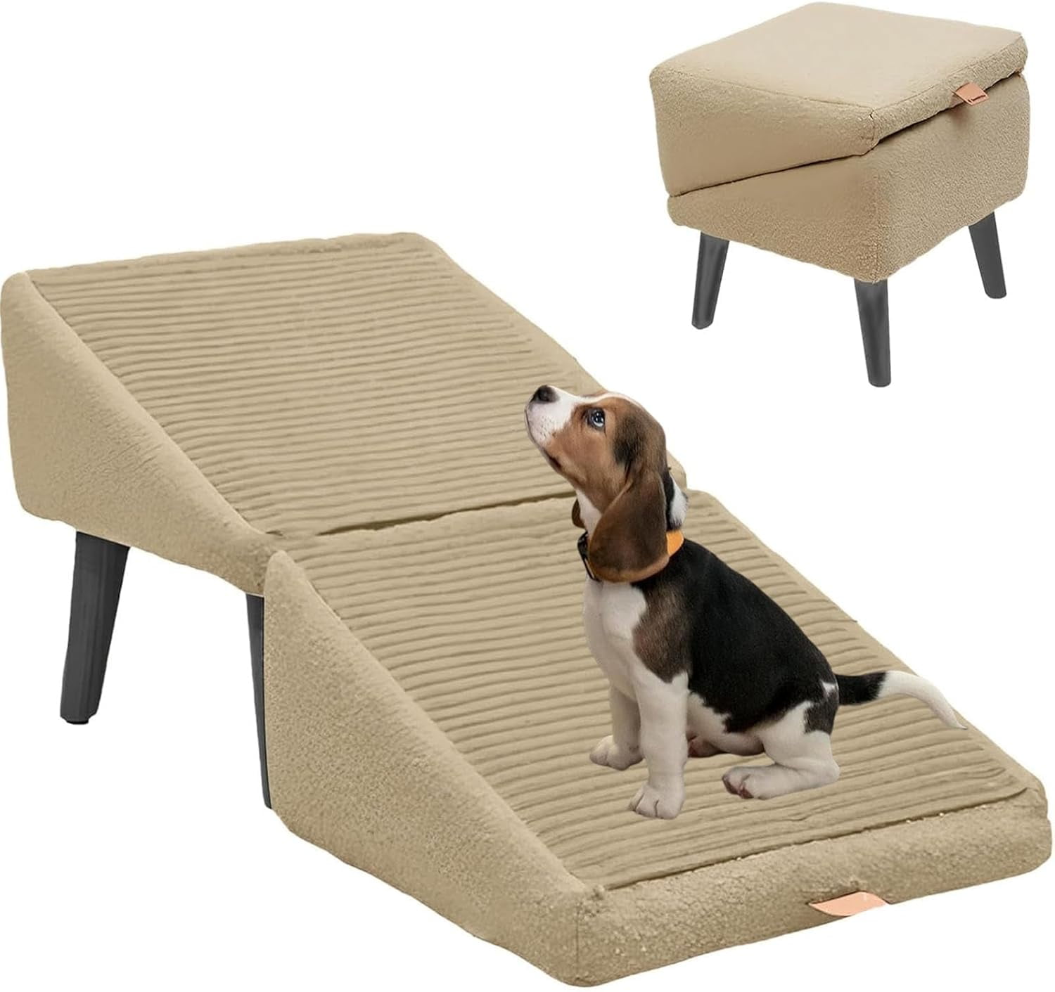 FlareFable Split Ottoman Dog Ramp, 2-in-1 Lightweight Folding Dog ...
