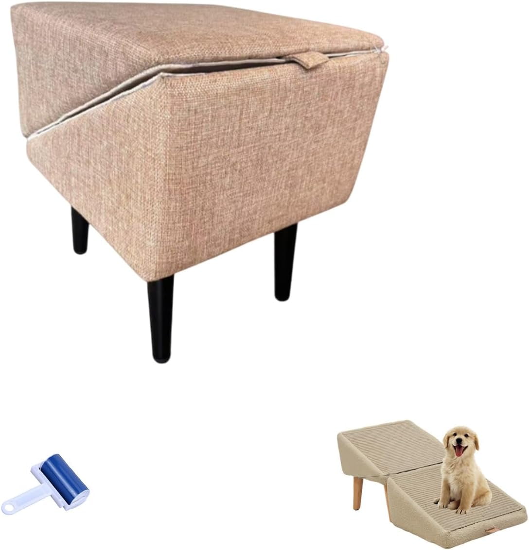 FlareFable Split Ottoman Dog Ramp, Dogs Ramp & Ottoman for Large Small Dogs, 2-in-1 Lightweight ...