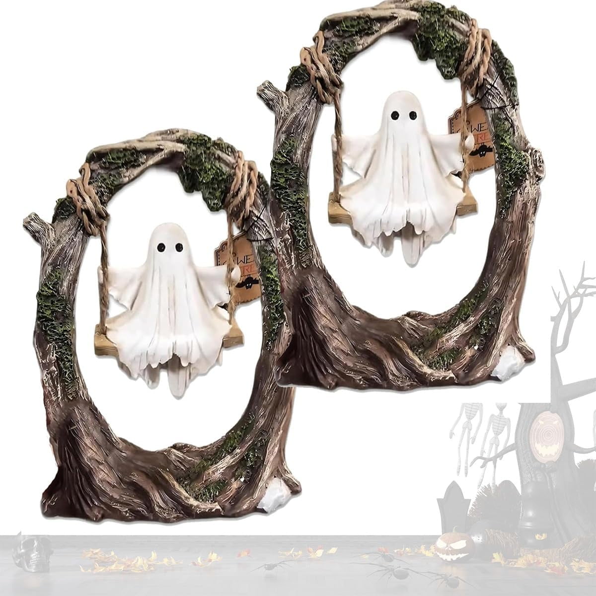 FlareFable Swinging Shadows: Ghost on a Tree Swing, Vintage Indoor ...