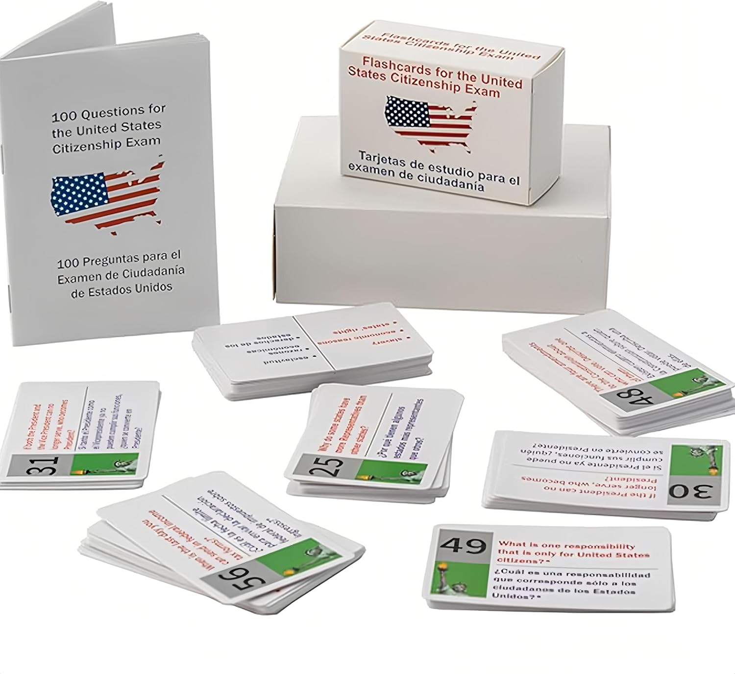 FlareFable U.S Civics Test Flash Carrds 2025 English and Spanish, USCIS ...