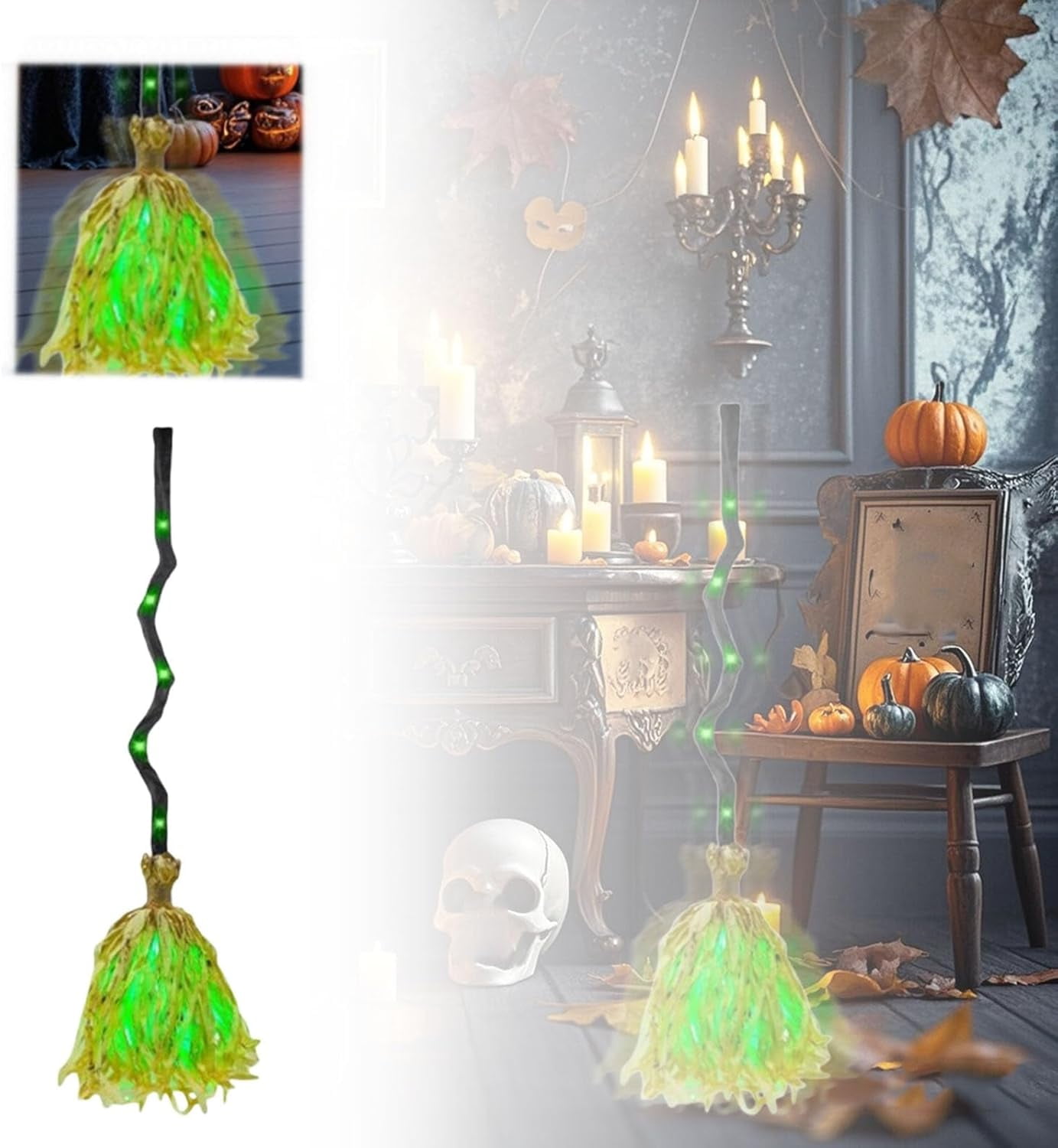 FlareFable Witch Broomstick for Halloween Decorations Outdoor, 35 ...
