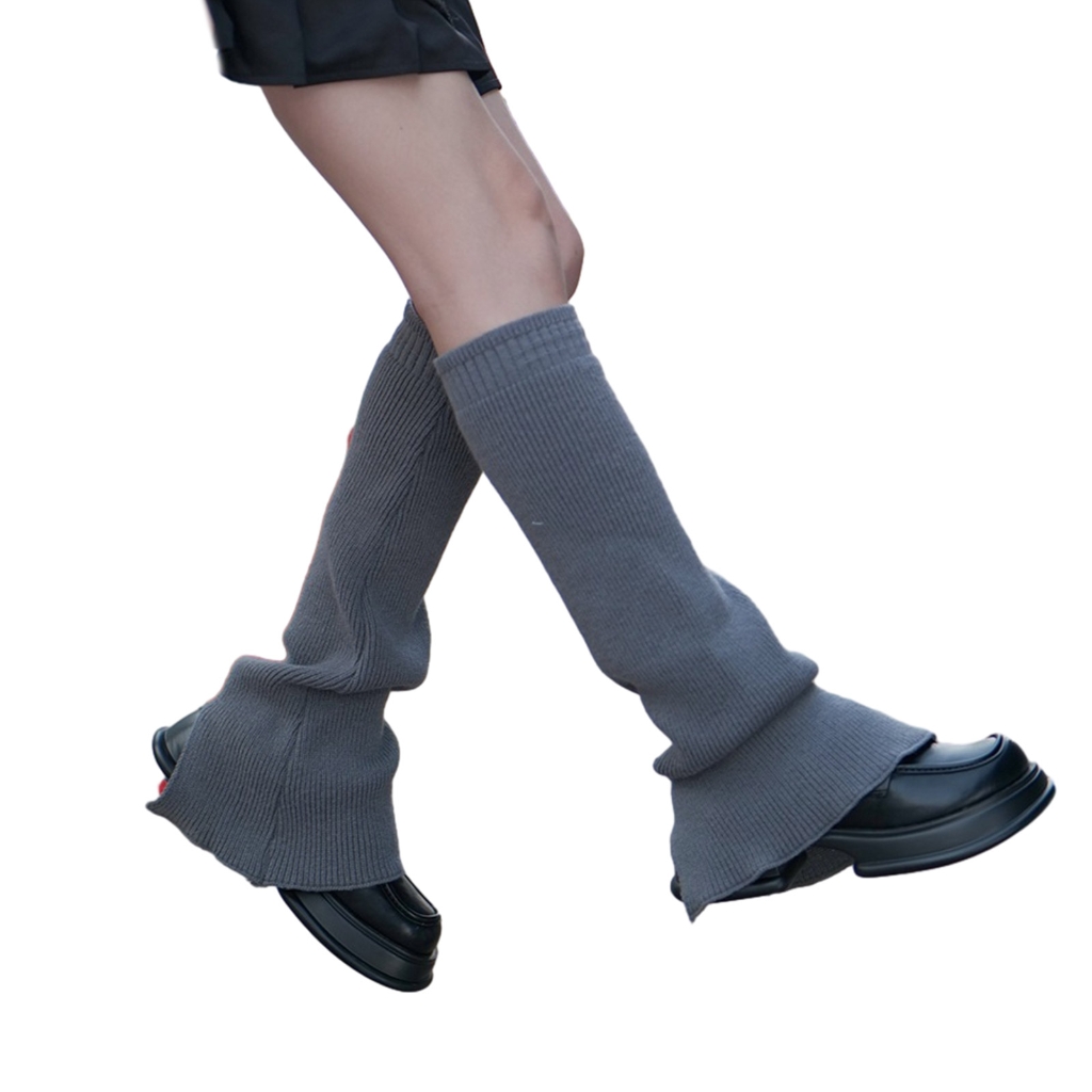 Flared Hem Split Leg Warmers Japanese Korean Women Girls Knitted Knee ...