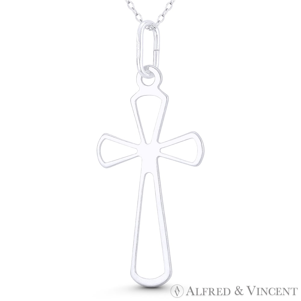 Flared Modern Christian Cross Pendant in .925 Sterling Silver - Walmart.com
