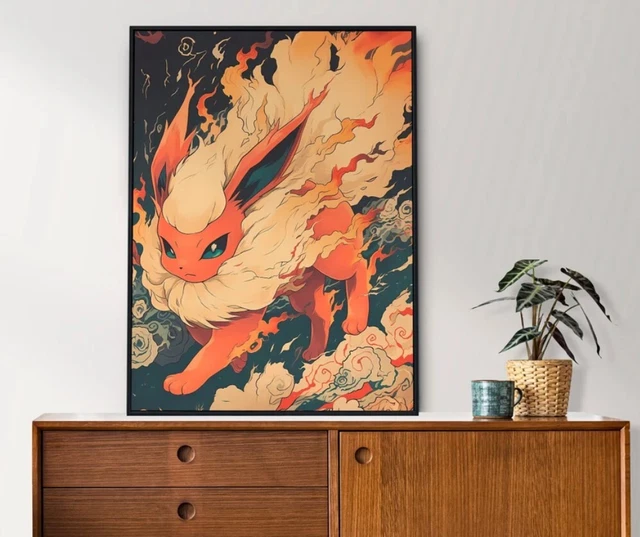 Flareon, Pokemon, Japanese Tapestry Style, Anime Poster NO FRAMED ...