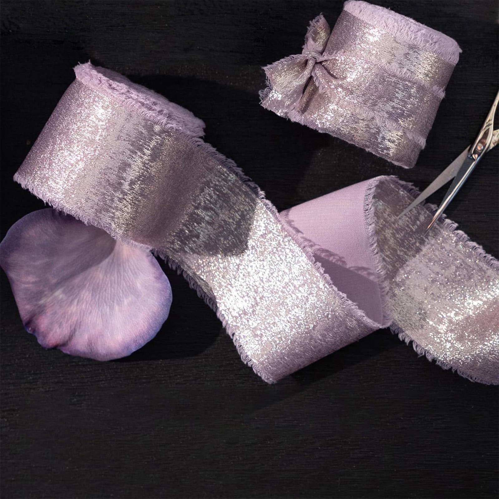 Flash Bronzing Chiffon Hand Tear Rawer Ribbon Silk Hand Edged Christmas ...
