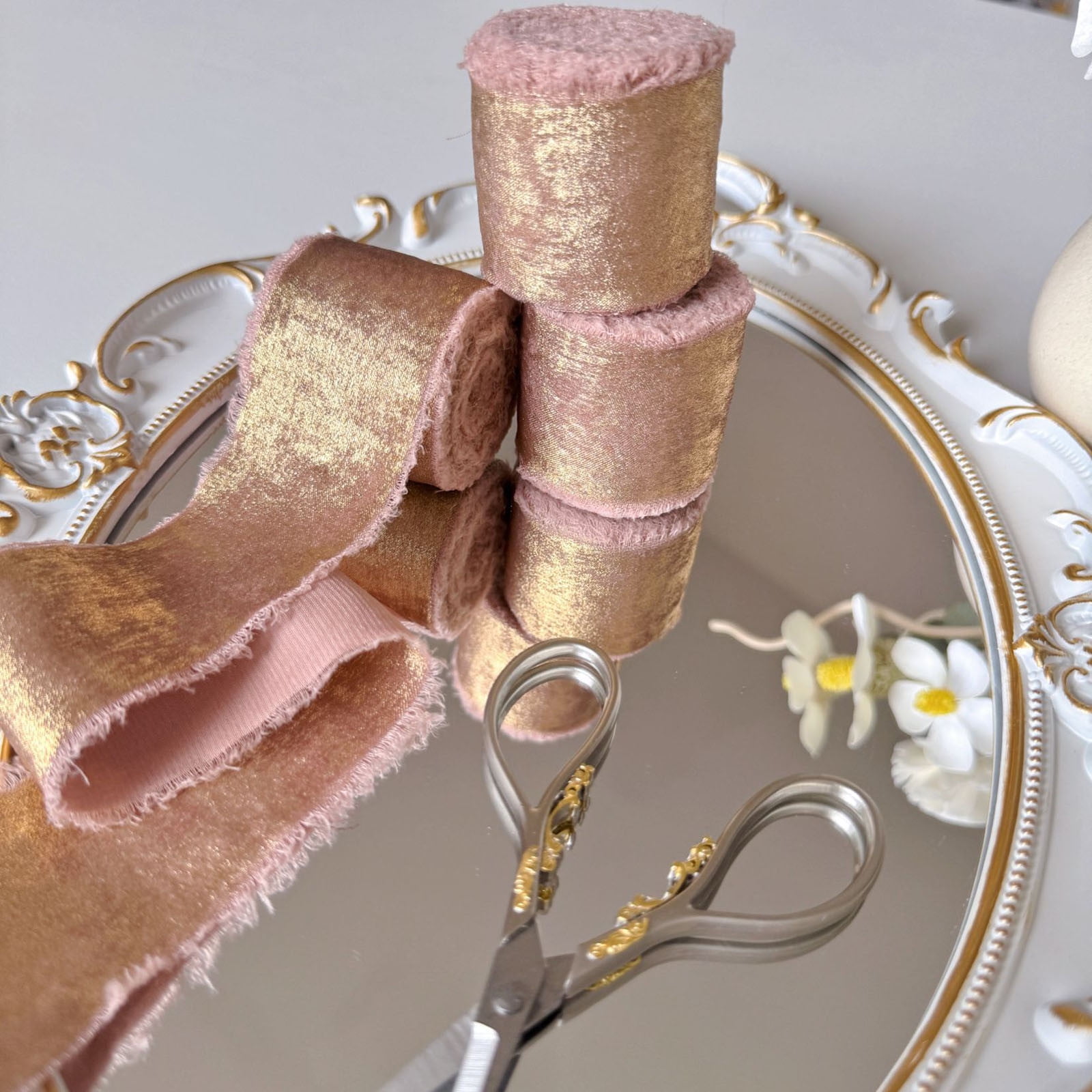 Flash Bronzing Chiffon Ribbon, Hand Tear Edge Silk, Christmas Bow ...