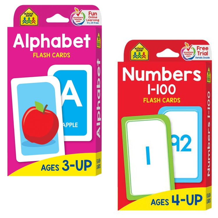 Flash Card Set: Flash Cards - Numbers 1-100 - School Zone + Alphabet ...