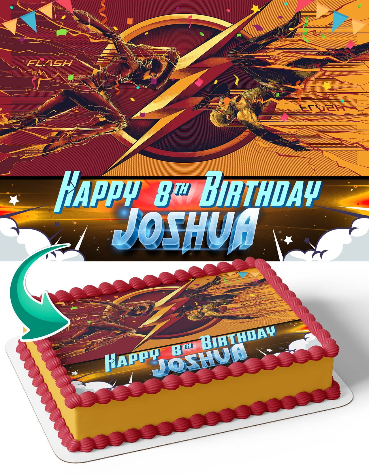 Flash Dc Fast Edible Image Cake Topper Personalized Birthday Sheet ...