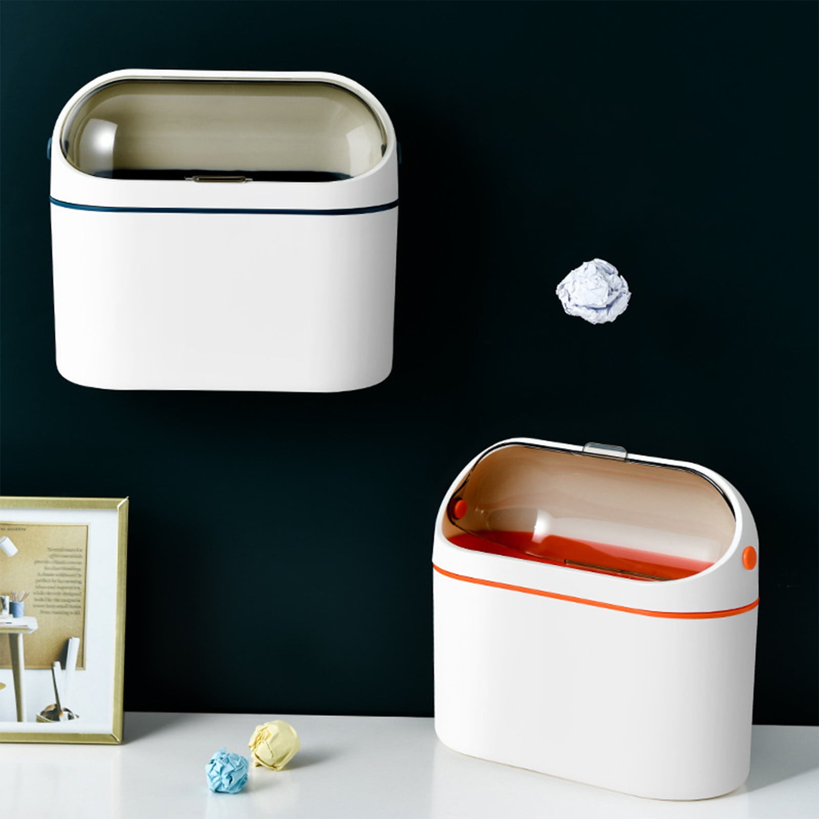Flash Deal, Mini Trash Can with Lid, Compact Waste Bin for Bathroom ...