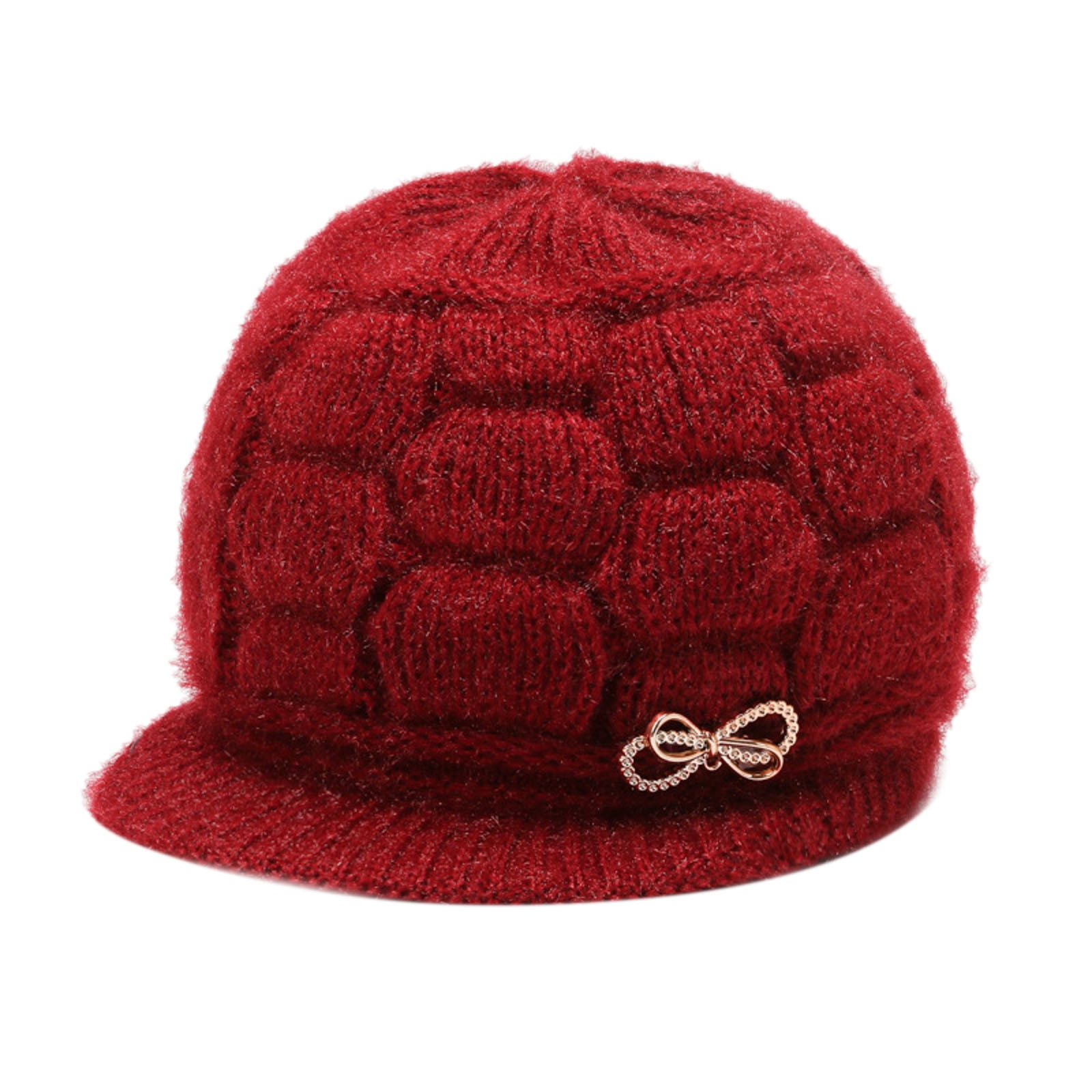 Flash Deal Rimech Women Winter Warm Knit Hat Snow Ski Caps with Visor ...