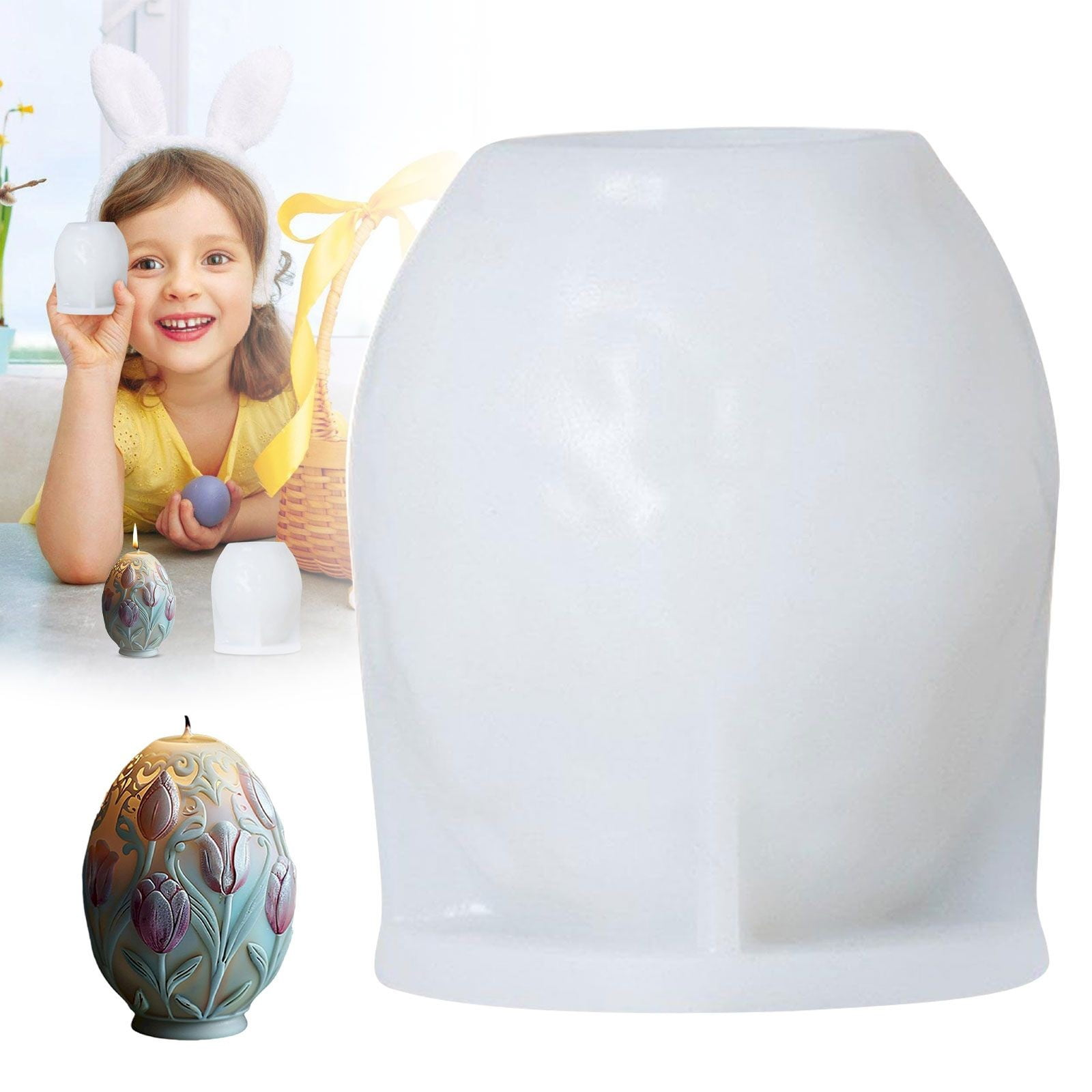 Flash Deals! Candle Molds Easter Egg Candle Mould Reusable Silicone for ...