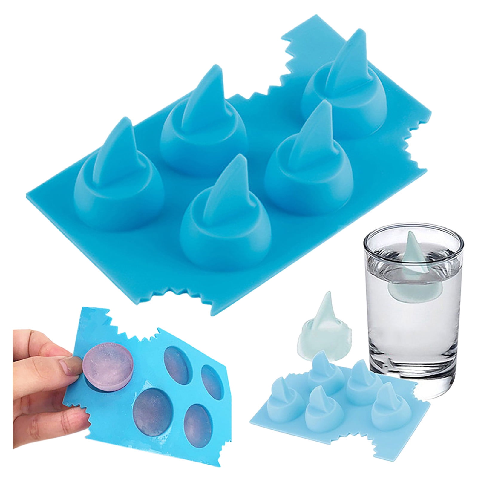 Huayishang Kitchen Ice Tray Silicone Shark Ice Tray Fin Ice Tray Creative Fishtail Ice Box Ice ...