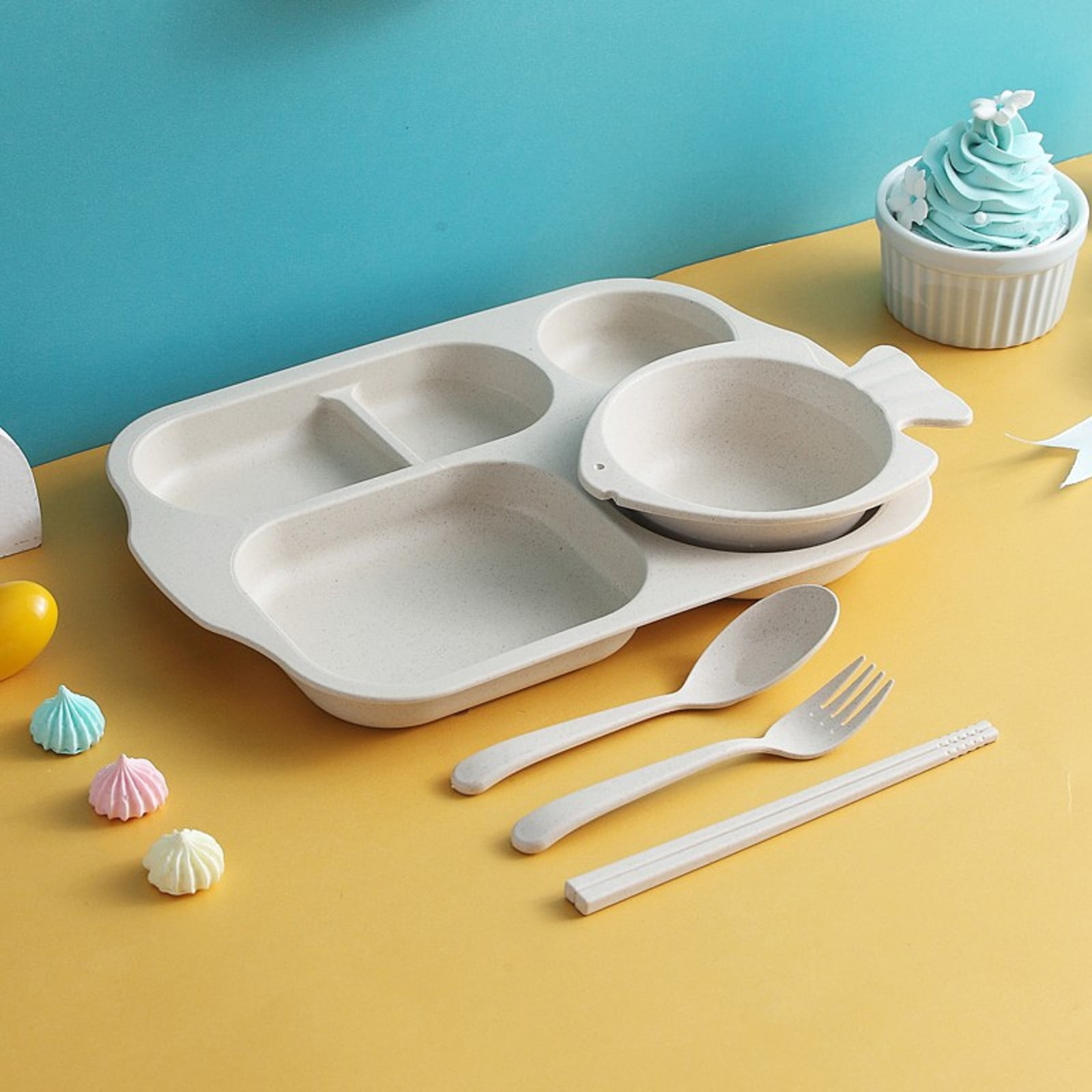 Huayishang Plates and Bowls Sets Creative Dinner Plate Children's Fish ...