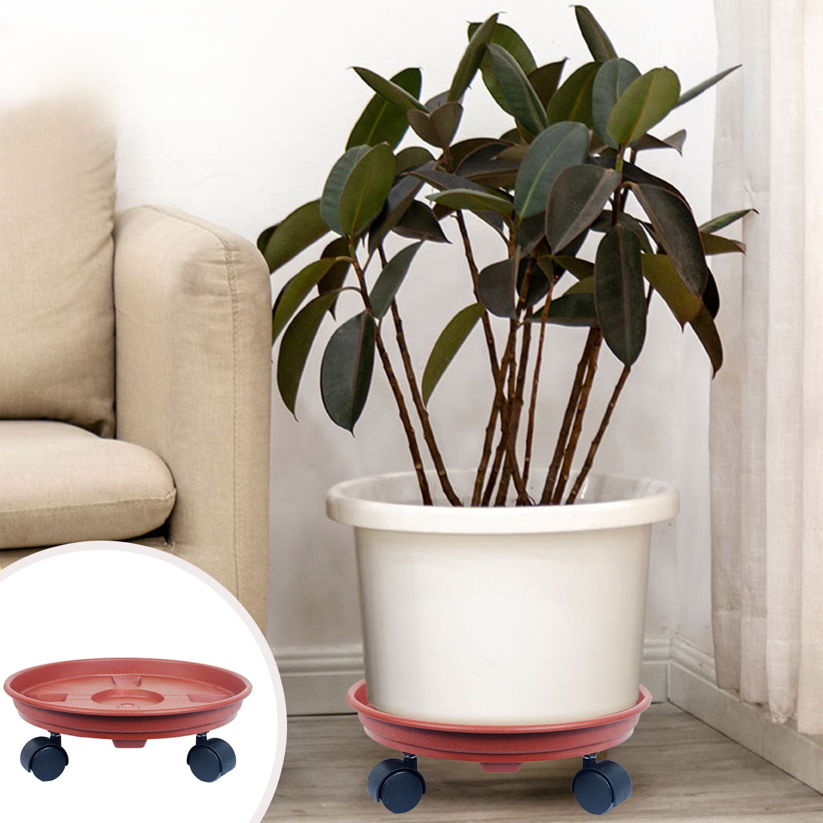Plant Pots, InsCrazy Planter, Flower Pot Tray with Wheels Thick Base ...